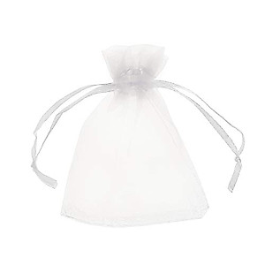Volanic 50PCS 3X4 Inch Sheer Drawstring Organza Gift Bag Jewelry Pouch Party Wedding Favor Candy Bags Christmas White