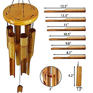 Afirst Wooden Wind Chimes Outdoor, Bamboo Wind Chimes with Amazing Deep Tone for Patio Garden Home Décor, Natural Beautiful Sound