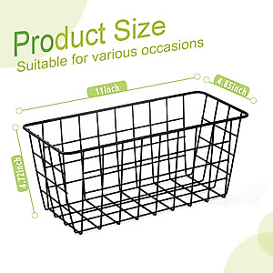 ZUSHALLMY 2 Pack Hanging Kitchen Baskets, Adhesive Wire Wall Storage Basket, No Drilling Hanging Fruit Baskets, Cabinet Door Organizer for Kitchen Bathroom Pantry, Upgrade Super-sized Adhesive