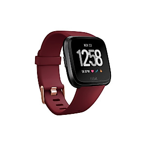 Fitbit Versa Smart Watch, Red Aluminium, One Size (S & L Bands Included) (Red Aluminium) (Renewed)