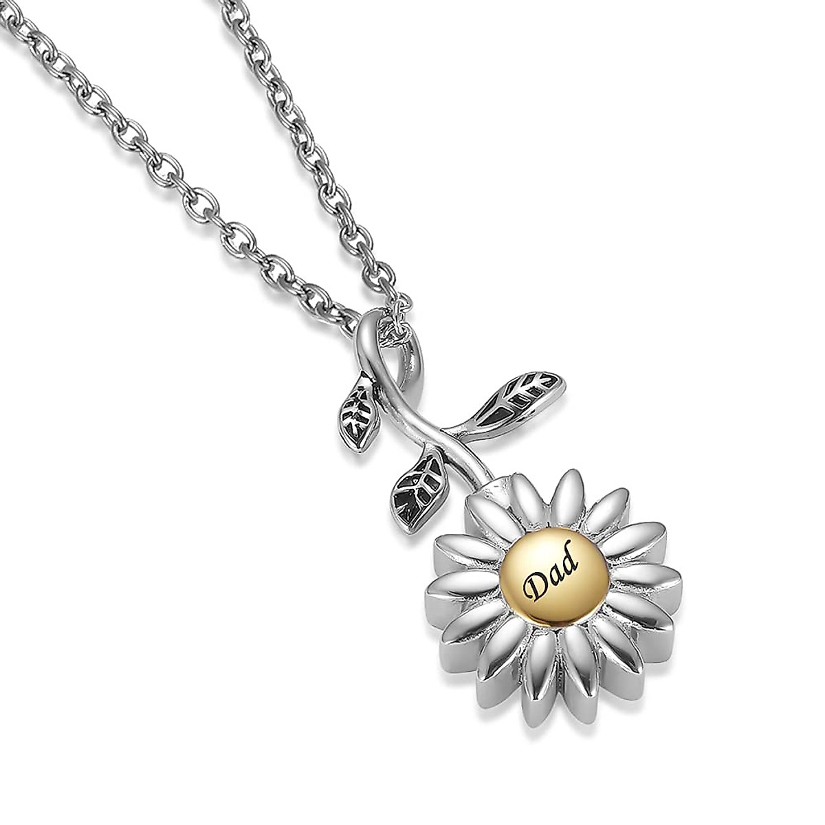 Gisunye Sunflower Cremation Jewelry for Ashes for women Keepsake Stainless Steel Memorial Pendant Cremation Urn Necklace for Human Ashes (SF-Dad)