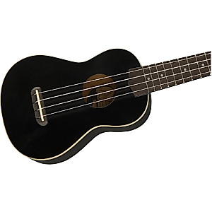 Fender Venice Soprano Ukulele - Black Bundle with Gig Bag, Tuner, and Austin Bazaar Instructional DVD