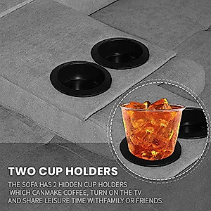 HCWORLD Sleeper,Modern Futon Sofa Bed, Couch Metal Legs and 2 Cup Holders Convertible Seat for Apartment Home Furniture-Gray