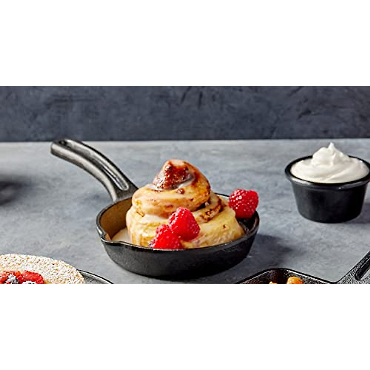 Mirro 4.5" Cast Iron Mini Skillet for Frying Pan with Drip-Spouts, Pre-seasoned Oven Safe Cookware for Camping, Indoor and Outdoor use, Black