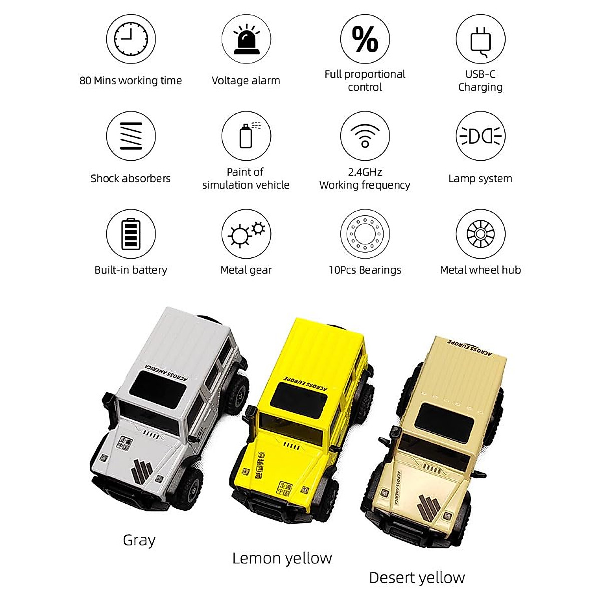 LDARC X43 Crawler RC Car 1:43 Full Scale Simulation RC Off-Road Vehicle 4WD Mini Climbing Toy with Remote Control (RTR Desert Yellow)