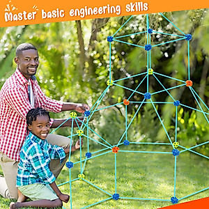 Kids Fort Building Kit,110 Pieces DIY Creative Fort Toy for 6 7 8 9 10 11 12 Years Old Boy & Girls, Construction STEM Building Toys Castles Tunnels Play Tent Rocket Tower for Indoor & Outdoor