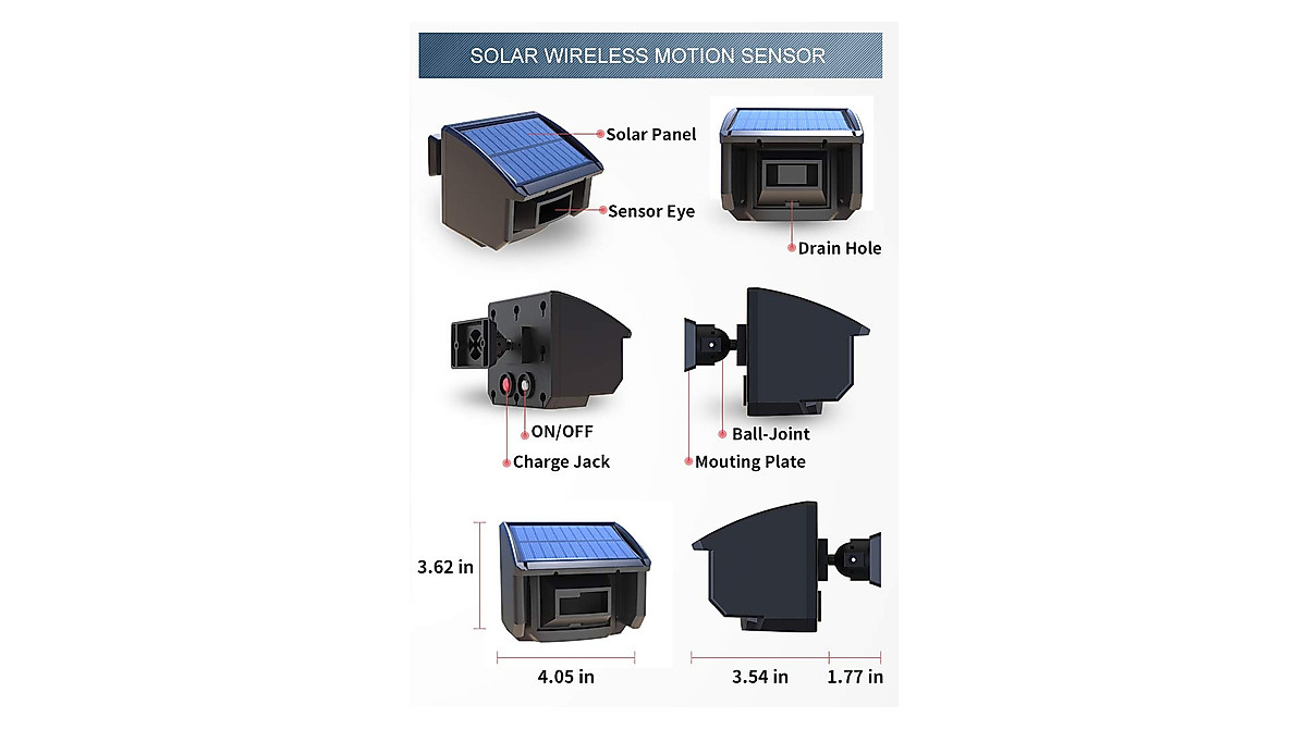 HTZSAFE Wireless Outdoor Motion Sensor - Long Range & Weatherproof