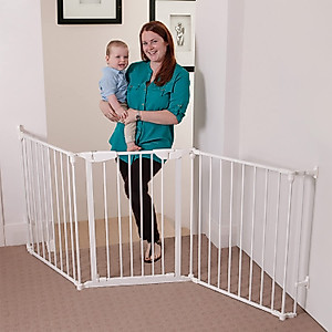 Dreambaby Newport Adapta Baby Gate - Use at Top or Bottom of Stairs - for Straight, Angled or Irregular Shaped Openings (White)