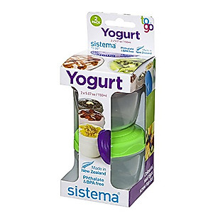 Sistema To Go Collection Yogurt Food Storage Containers, Pack of 2