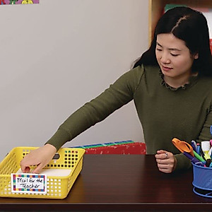 Really Good Stuff - 666001 Plastic Desktop Paper Storage Baskets for Classroom or Home Use – Plastic Mesh Baskets in Fun Rainbow Colors – 14.25” x 10” – (Set of 6)