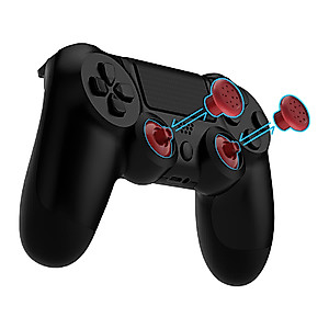 eXtremeRate ThumbsGear Interchangeable Ergonomic Thumbstick for PS5 Controller, for PS4 All Model Controller - 3 Height Domed and Concave Grips Adjustable Joystick - Carmine Red