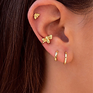 Gold Huggie Hoop Earrings, Tiny Mini Hoop Earrings Set Hypoallergenic Small Gold Hoop Earrings for Women