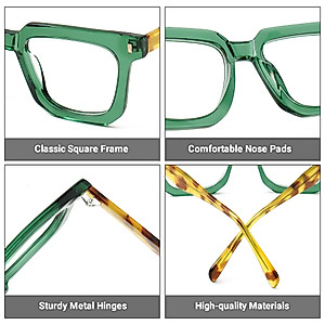Zeelool Classic Oversized Square Blue Light Blocking Eyeglasses for Women Men Coville ZJGA830292-04 Green