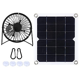 Oreilet 10W Solar Panel Powered Fan, RVs Outdoor Breeding Solar Powered Fan Ventilator, Waterproof Solar Energy Cooling Fan with 4 x Suction Cup, Photovoltaic Solar Panel for Chicken Pet House