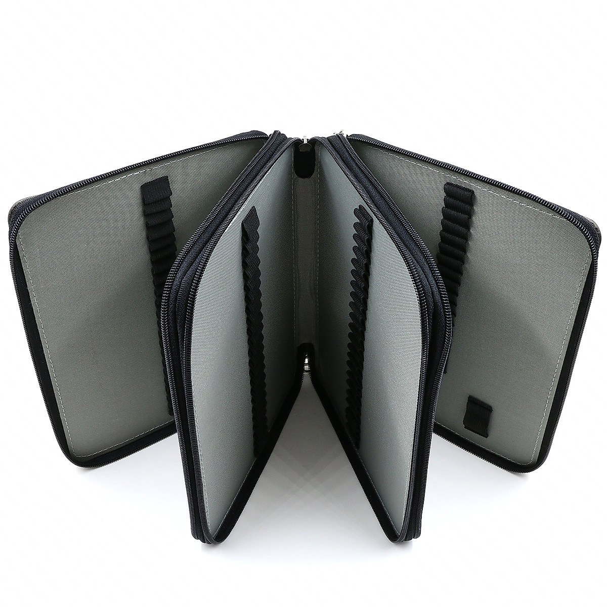 YOUSHARES 120 Slots Pencil Case - PU Leather Handy Multi-layer Large Zipper Pen Bag with Handle Strap for Prismacolor Watercolor Pencils, Crayola Colored Pencils, Marco Pens and Makeup Brush (Black)