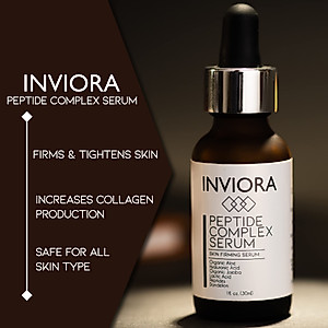 Inviora Advanced Peptide Complex Serum - Skin Firming Collagen Face Serum For Women, Anti-aging The Best One Serum For Face With Lactic Acid, Peptides, Hyaluronic Acid, Witch Hazel, Jojoba - 1 Oz…