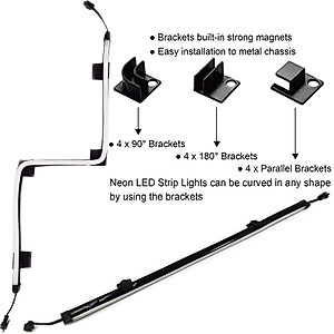 airgoo NEON RGB LED Strip for PC, 48 LEDs 2 x 15.7inch RGB Strips for for Motherboards 12V 4Pin RGB LED Header, Easy to Install with 12 pcs Strong Magnetic Brackets