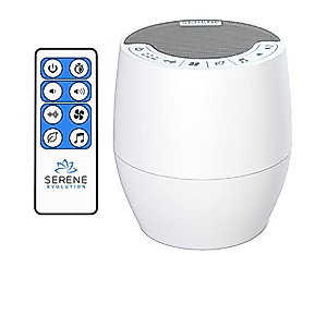 Serene Evolution White Noise Machine for Adults Sleeping & Baby - White Noise Machine for Office Privacy & Noise Canceling - Ocean Sound Machine for Sleeping - Includes Fan, Ocean, Rain, Nature Sounds