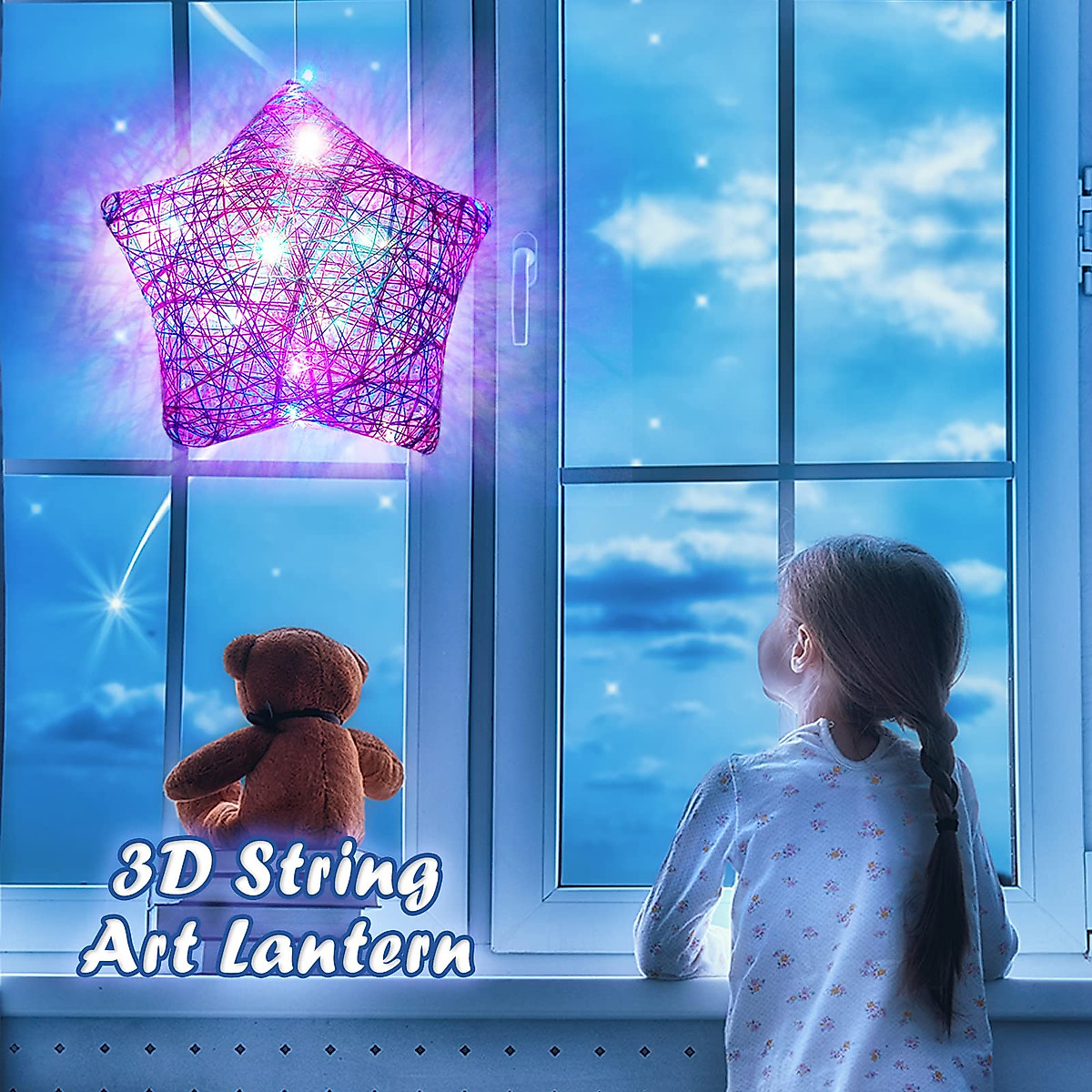 luvinkiddoll 3D String Art Crafts for Kids DIY LED Star Lantern Arts and Crafts for Kids Ages 8-12 Gifts for Girls and Boys 8, 9, 10, 11, 12 Year Old