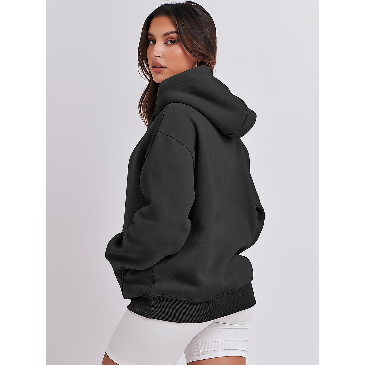 ANRABESS Women's Oversized Fleece Hoodies Basic Pullover Sweatshirt Fall Fashion 2024 Outfits Trendy Y2k Teens Preppy Clothes Black-M