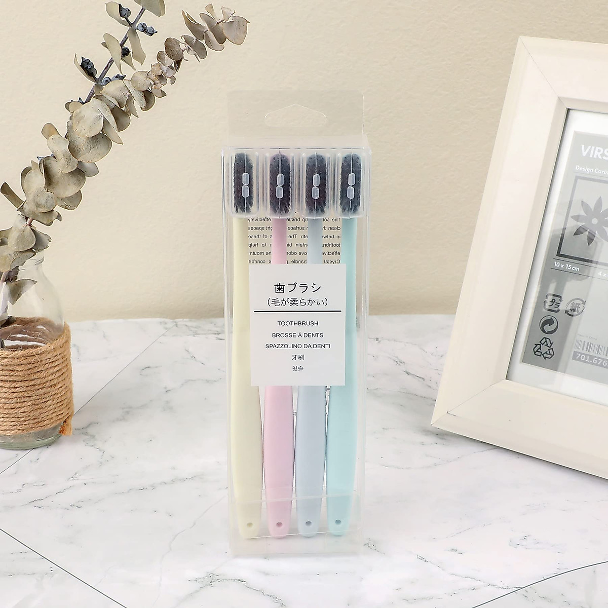 jedon 4Pcs Soft Bristle Toothbrush,for Sensitive Teeth and Gums Care,High Density Contact bristles Compact Head & Slim Design