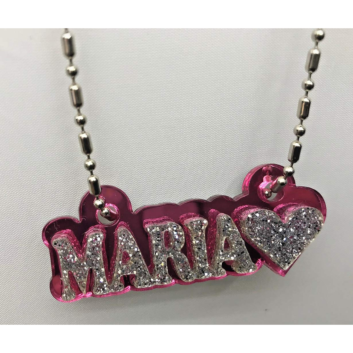MIRROR MANIA Personalized Name Plate Custom Name Necklace Nameplate Name Laser Cut, Diamond Look, Made To Order Any Name - Dazzling and Stunning!