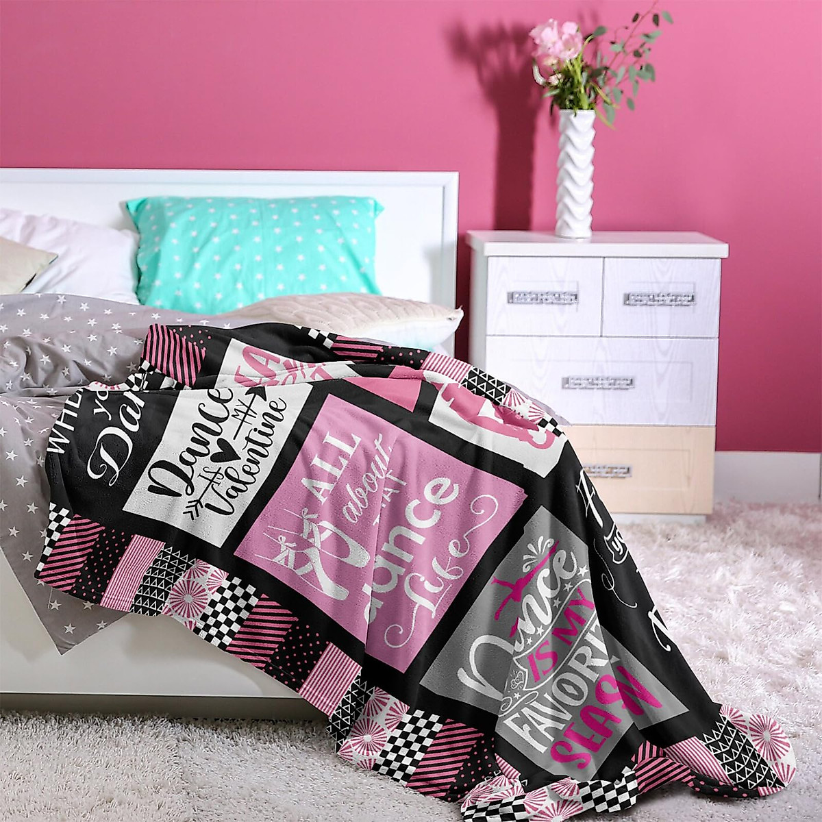 Mcurore Dance Gifts, Dance Recital Gifts for Girls, Dancer Gifts for Girls Teens, Ballet Gifts for Her, Dance Gifts for Teacher, Ballerina Gifts, Gifts for Dancers, Dance Stuff Dancing Blanket 60"x50"