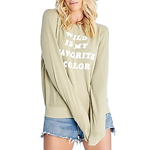 Wildfox Women's Baggy Beach Long Sleeve Pullover Sweatshirt, Basil, Medium