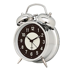 KAMEISHI Loud Alarm Clock for Heavy Sleepers Adults, Retro 4.5 Inches Twin Bell Battery Operated Analog Kids Desk Clocks for Bedrooms Bedside (Noctilucent Black)