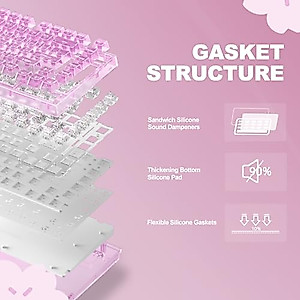 YUNZII X75 PRO 82 Key Wireless Hot Swappable Mechanical Gaming Keyboard with Transparent Keycaps,BT5.0/2.4G/USB-C, Gasket Mount Keyboard,for Windows/Mac (Crystal White Switch, Wireless-Pink)