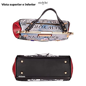 Nicole Lee Success in New York Handbag, Push Lock Closure, Embellished NYC City Bag with Optional Crossbody Strap