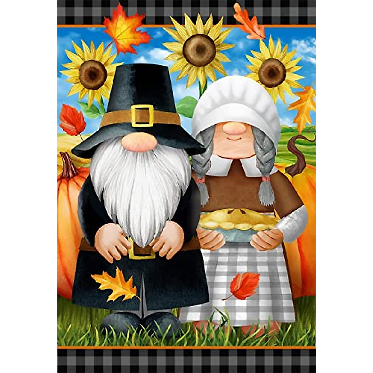 NAIMOER Gnomes Diamond Painting Kits for Adults, Fall Diamond Painting Thanksgiving 5D Sunflowers Diamond Painting Kits Full Drill Diamond Art Love Couple Pics Craft for Home Wall Art Decor 30x40cm