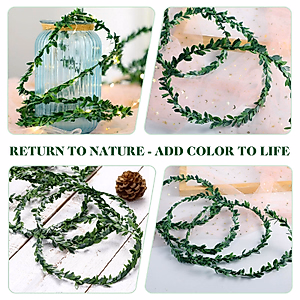 LIOOBO Yards Green Vines Garland Artificial Ivy Garland Foliage Green Leaves Fake Vine Leaf Hanging Plants for Wedding Party DIY Green Leaves Headband Headbands Vines- Garland