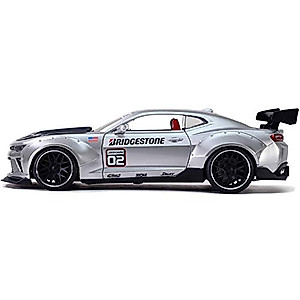 Jada Toys Bigtime Muscle 1:24 2016 Chevy Camaro SS Widebody Die-cast Car Silver, Toys for Kids and Adults