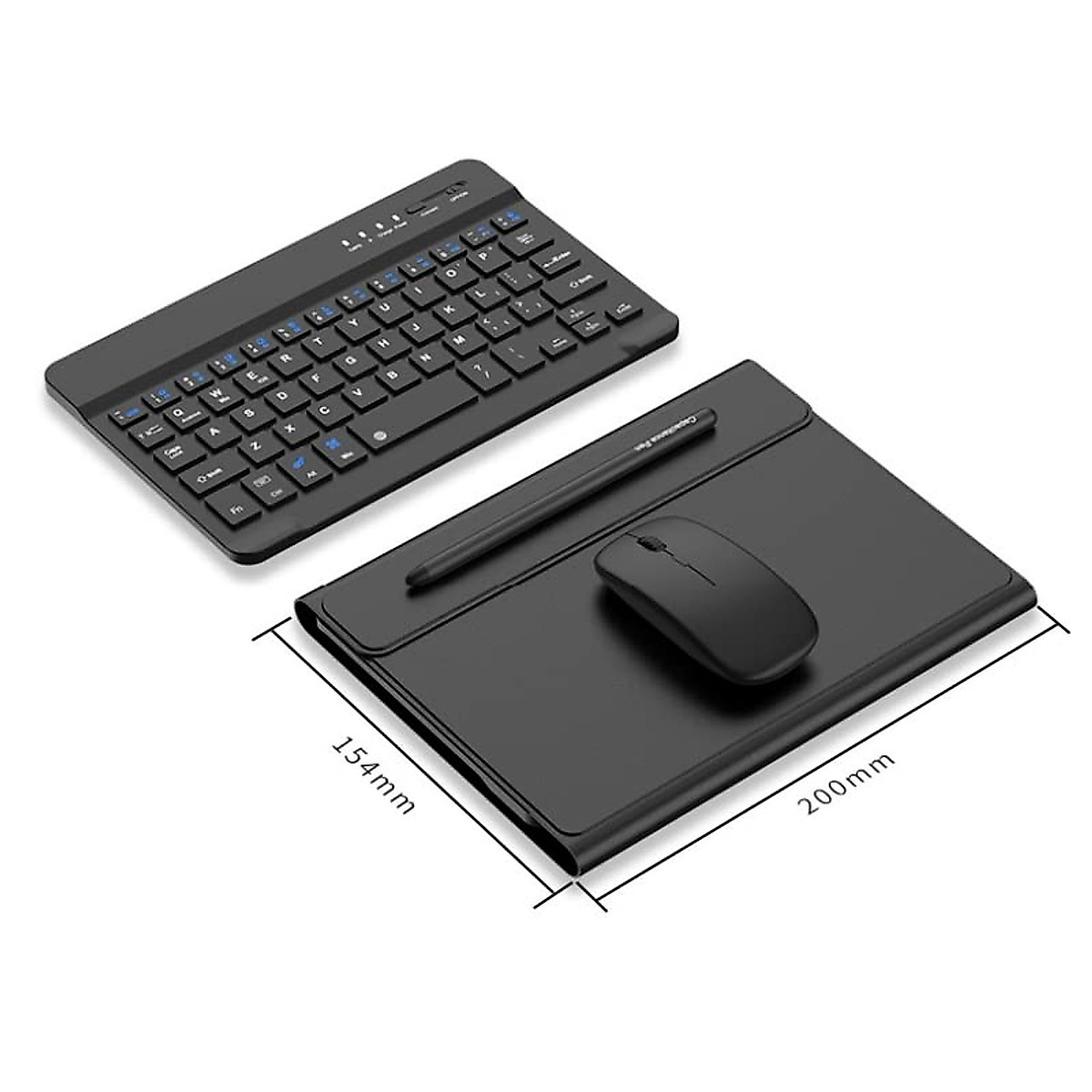 Wireless Keyboard Folding Leather Case for Samsung Galaxy Z Fold 4 / Fold 3 Folding Phone Creative Stand Bluetooth Mouse Stylus (Black)