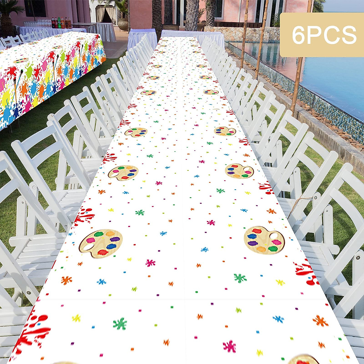 gisgfim 3 Pcs Art Party Decorations Art Paint Party Tablecloth Decoration Supplies Plastic Art Party TableCover Artist Birthday Party Decor for Kids 105 x 54 inch