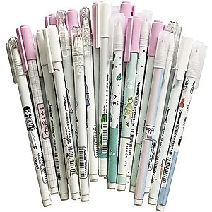 Sencoo 24 pack Gel Ink Rollerball Pens Black Pens Cute Pens for Girl Smooth Writing for Student Model Random