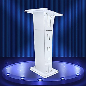 Clear Podium Stand with Lights, 43”Acrylic Podium Pulpits for Churches Professional Portable Presentation Podium Lectern for Offices and Classrooms