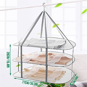 Foldable Hanging Mesh Dryer, Sweater Drying Rack 3-Tier Network Foldable Drying Basket Racks for Sweater,Toy,Socks, Feather Jacket,Outdoor, Indoor, Potable
