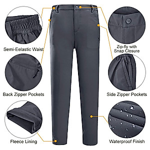 CAMEL CROWN Women Snow Pants Warm Winter Waterproof Windproof Outdoor Hiking Softshell Pants for Traveler Work Gray