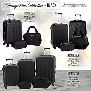 Travelers Club Chicago Hardside Expandable Spinner Luggages, Black, 5 Piece Set