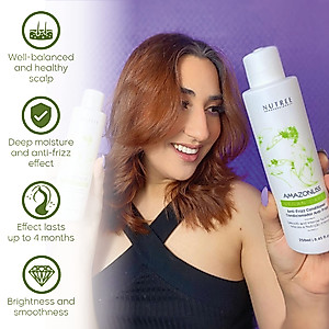 Amazonliss Brazilian Treatment Natural Shampoo & Conditioner Set For Keratin-Treated Hair - Anti-Frizz - Enhances Smoothness & Shiner - Formaldehyde Free,Eliminates Curls and Frizz Vegan,8.45 fl.oz