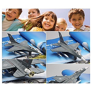 Lynkaye F-16 Fighting Falcon Thunderbirds Toy Army Air Force Military Airplane Model Kit with Fun Lights and Sounds (Grey)