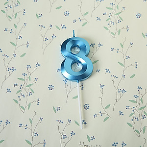 2.76 inch Blue 8 Birthday Candles,3D Number 8th Cake Topper for Birthday Decorations No 18 81 82 83 84 85 86 87 88 89