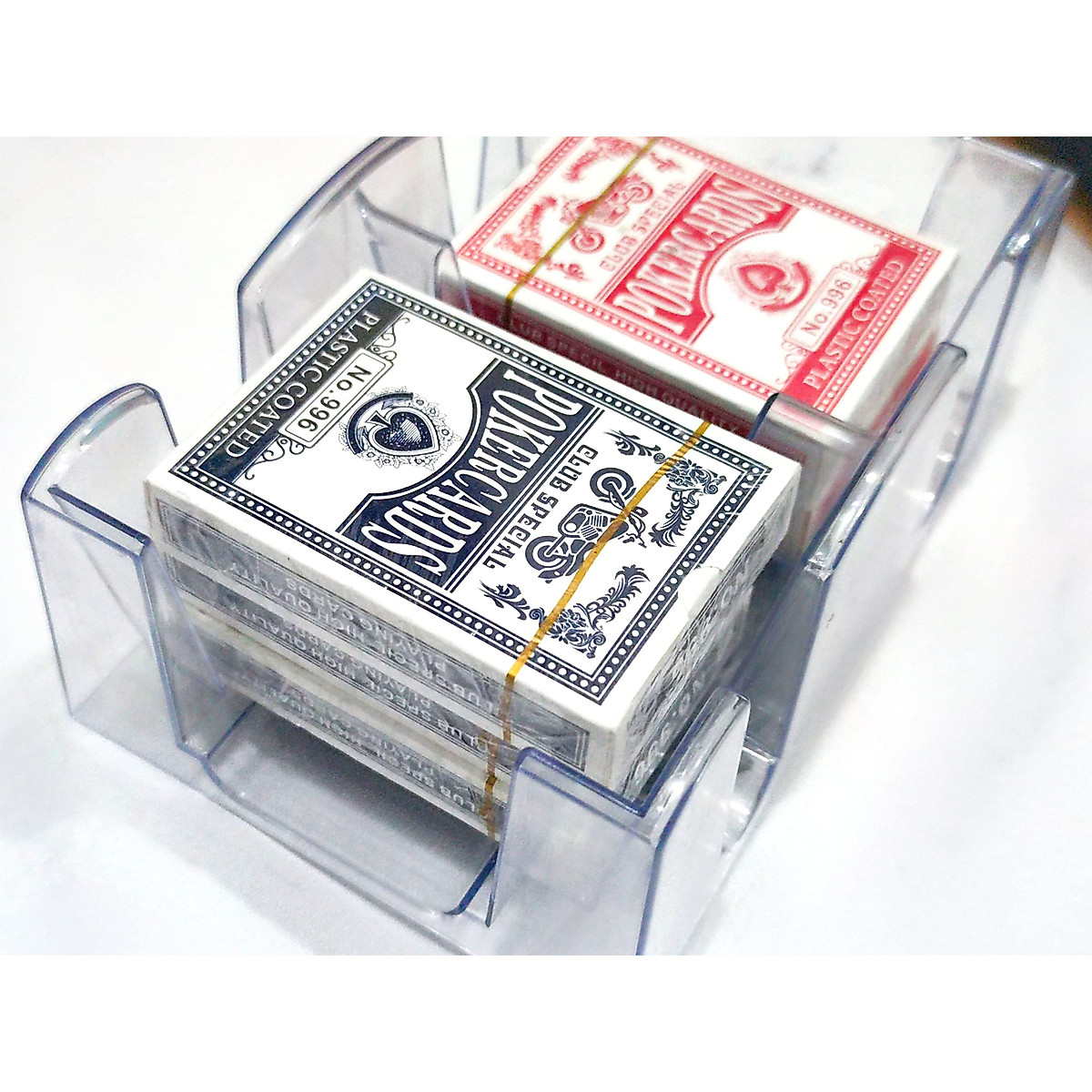 FONBEAR 6-Deck Rotating Playing Card Holder - Smooth 360 Degree Swivel Deck Holder - Playing Card Tray Great for Canasta, UNO, Blackjack, Texas Hold'em, Hand and Foot, Dealing and Discard Accessories