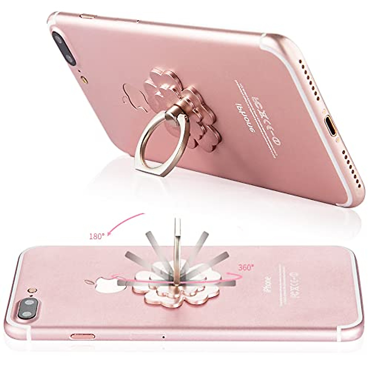 Bonitec Cell Phone Ring Holder Stand Flower 360 Rotation Phone Holder Ring Grip Kickstand Compatible with Most of Smartphones, Rosegold