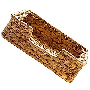 Zerodeko Wicker Baskets Woven Wicker Storage Bins with Lid Rectangular Seagrass Basket Boxes Organizer Bins Boxes Water Hyacinth Storage Baskets for Pantry Shelf