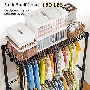 Raybee Clothes Rack 79''H Heavy Duty Clothing Rack with Wheels Adjustable Clothing Racks for Hanging Clothes Portable Rolling Clothes Rack Metal Garment Rack 79" H X35.5 W X15.7 D,Black