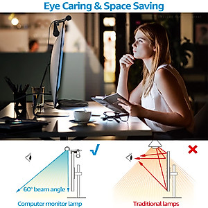 TORCHSTAR LED Computer Monitor Lamp, Auto-Dimming, CRI 97 Eye-Caring Adjustment LED Screen Light Bar, E-Reading USB Powered Monitor Light for Gaming Desk Office, Touch Control, Black