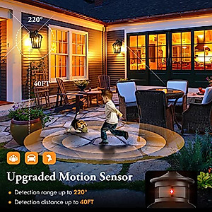 BrightHome Motion Sensor Outdoor Wall Lights, 2-Pack Dusk to Dawn Front Porch Lights, Waterpoof Exterior Wall Mount Light Fixtures, Black Attractive Wall Lanterns for House Garage Doorway Backyard